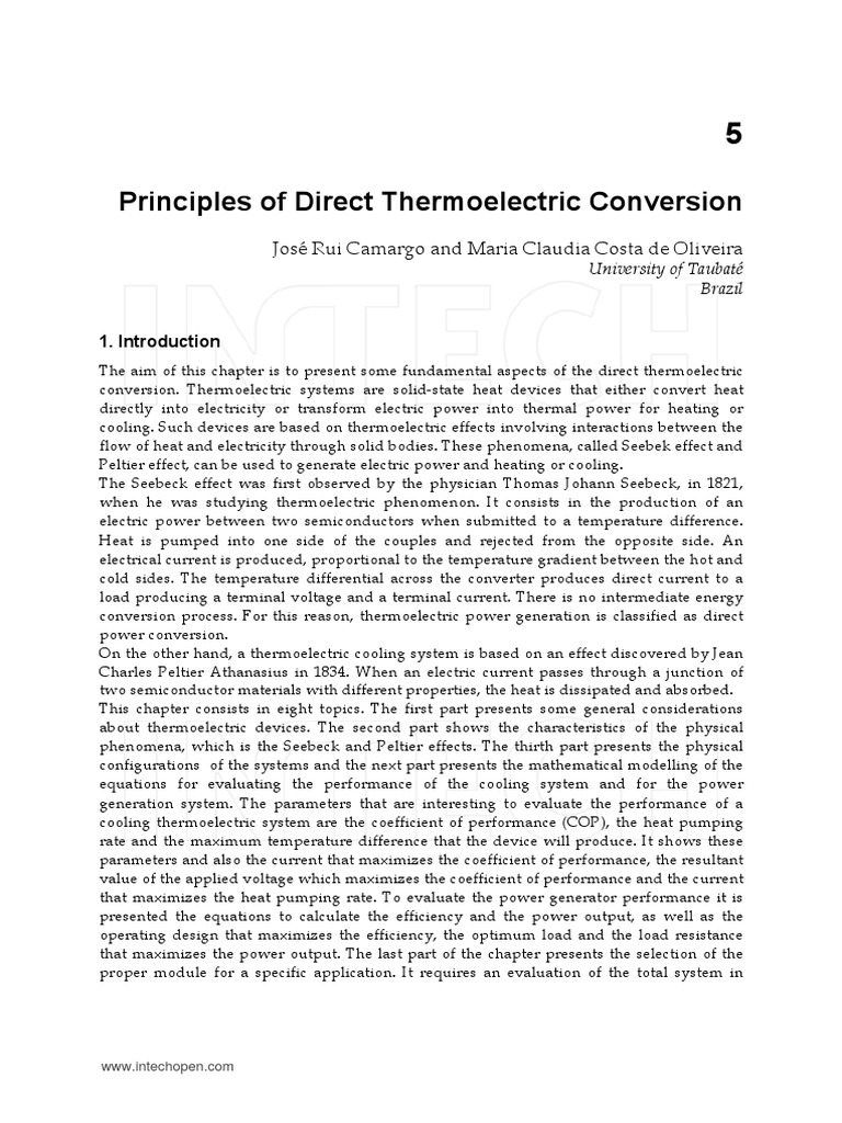 Principles of Direct Thermoelectric Conversion - Heat Input Equation ...