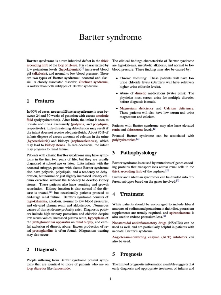 Bartter Syndrome | PDF | Kidney | Clinical Medicine