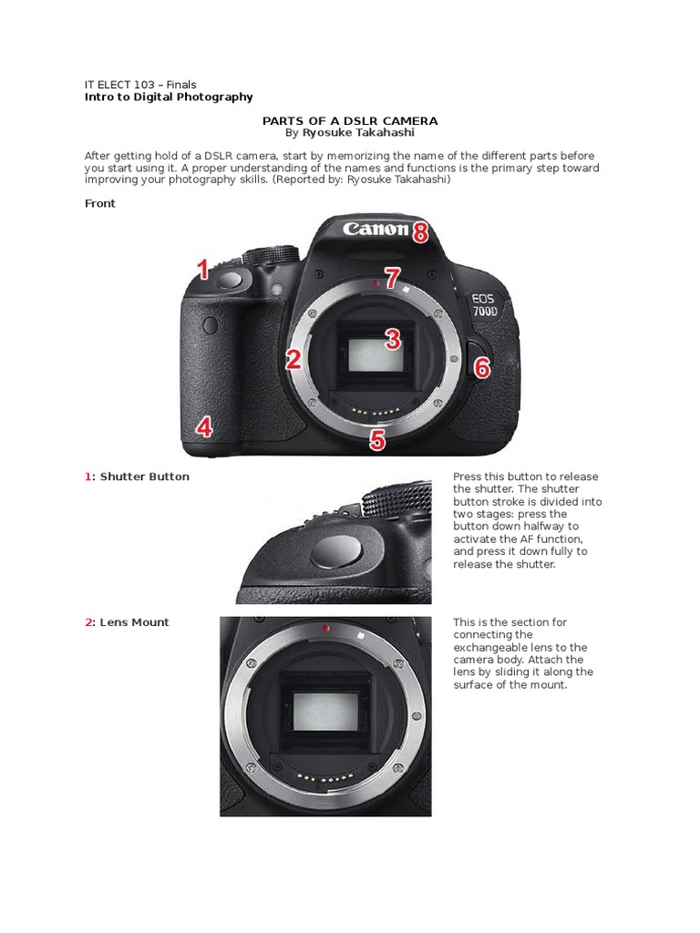 Parts of a DSLR Camera | Autofocus | Live Preview | Free 30-day Trial ...