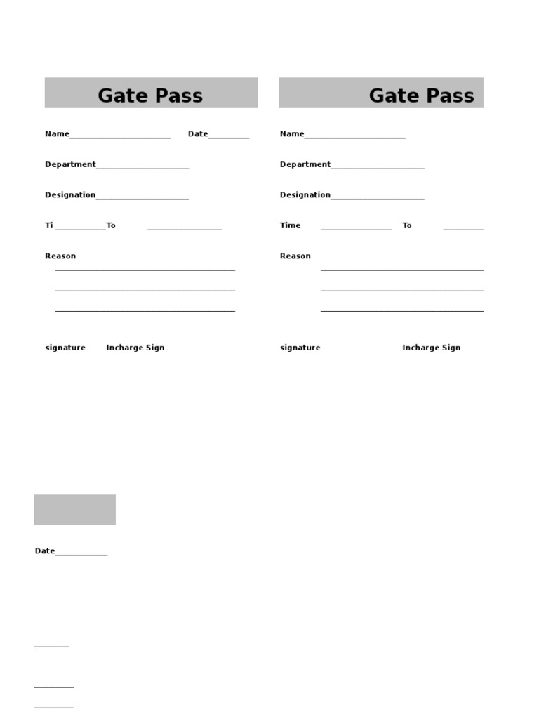 Gate Pass Gate Pass | PDF