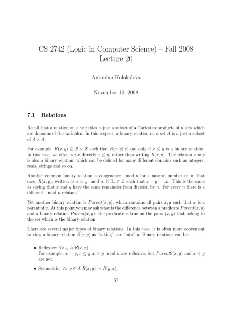 CS 2742 (Logic in Computer Science) - Fall 2008: Antonina Kolokolova ...