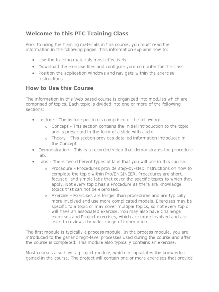 PTC Training Course Setup | PDF | Directory (Computing) | Dialog Box