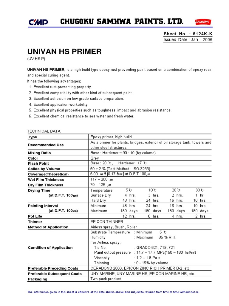 Univan Hs Primer | PDF | Paint | Epoxy