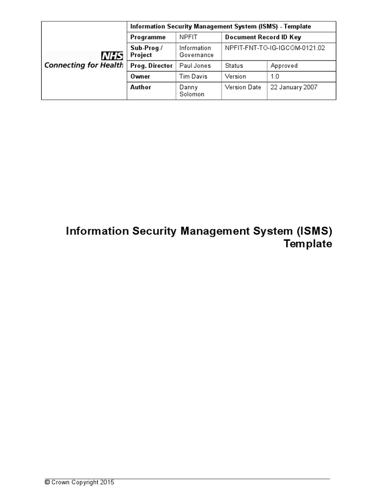 Information Security Management System (ISMS) Template | Download Free ...