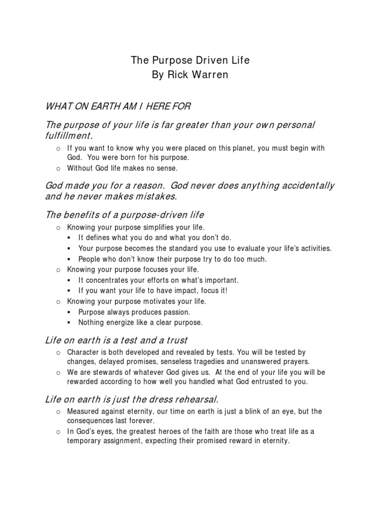 Purpose Driven Life-W | PDF | Worship | God