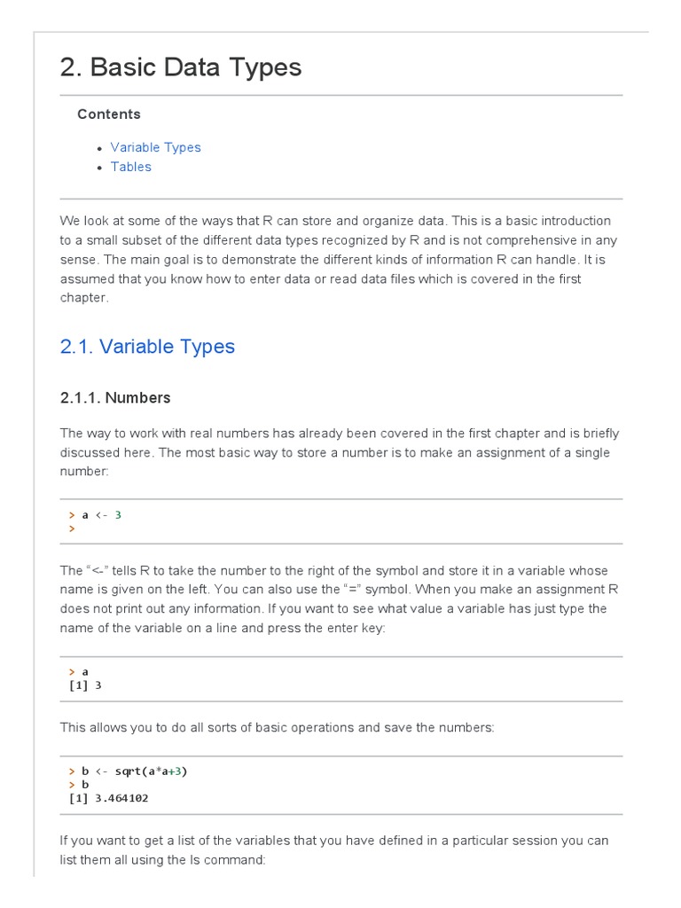 R Data Types | PDF | Data Type | Areas Of Computer Science