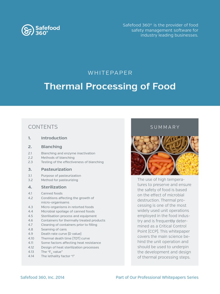 Thermal Processing of Food | PDF | Sterilization (Microbiology ...