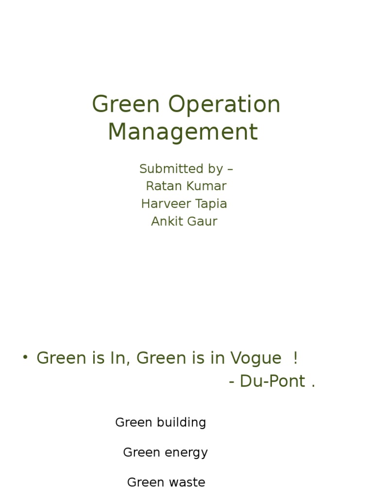 Green Operation Management | PDF | Reuse | Recycling