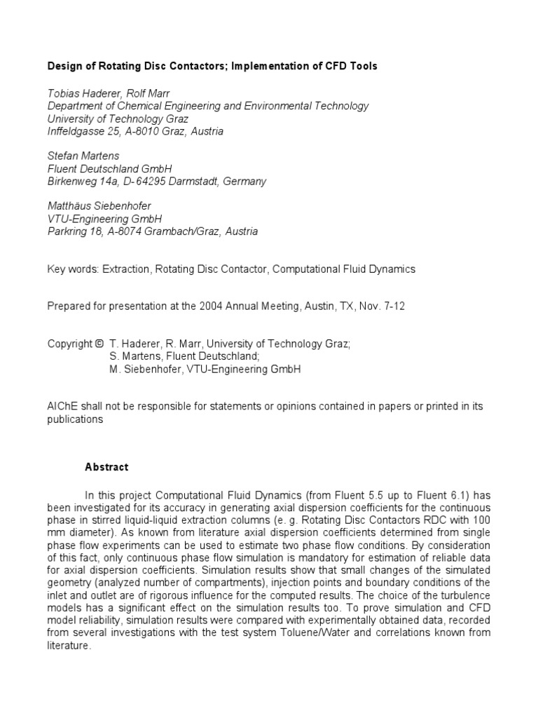 Design of Rotating Disc COntactor | PDF | Computational Fluid Dynamics ...