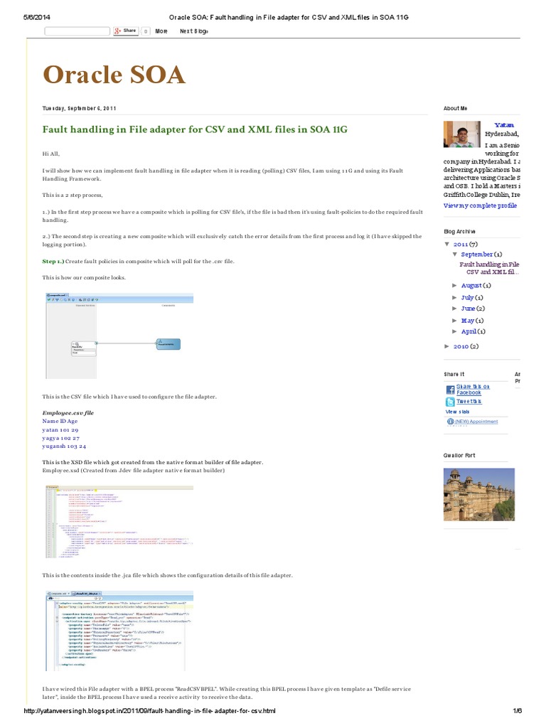 Oracle Soa Fault Handling In File Adapter For Csv And Xml Files In Soa 11g Pdf Xml Schema 4103