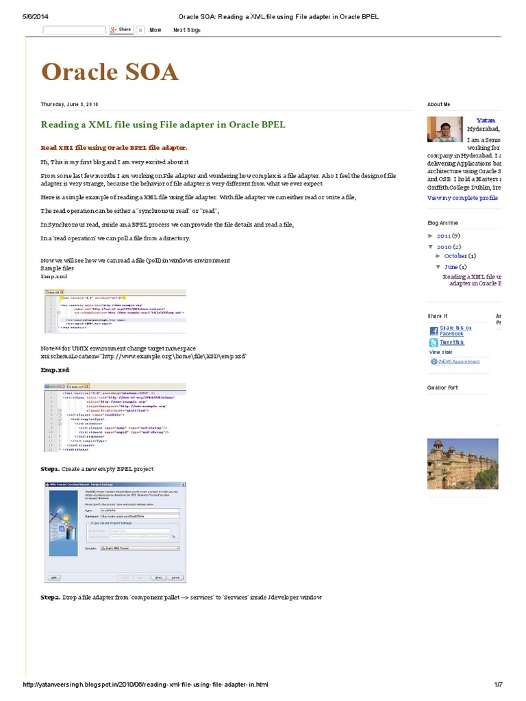 Oracle Soa Reading A Xml File Using File Adapter In Oracle Bpel Pdf 