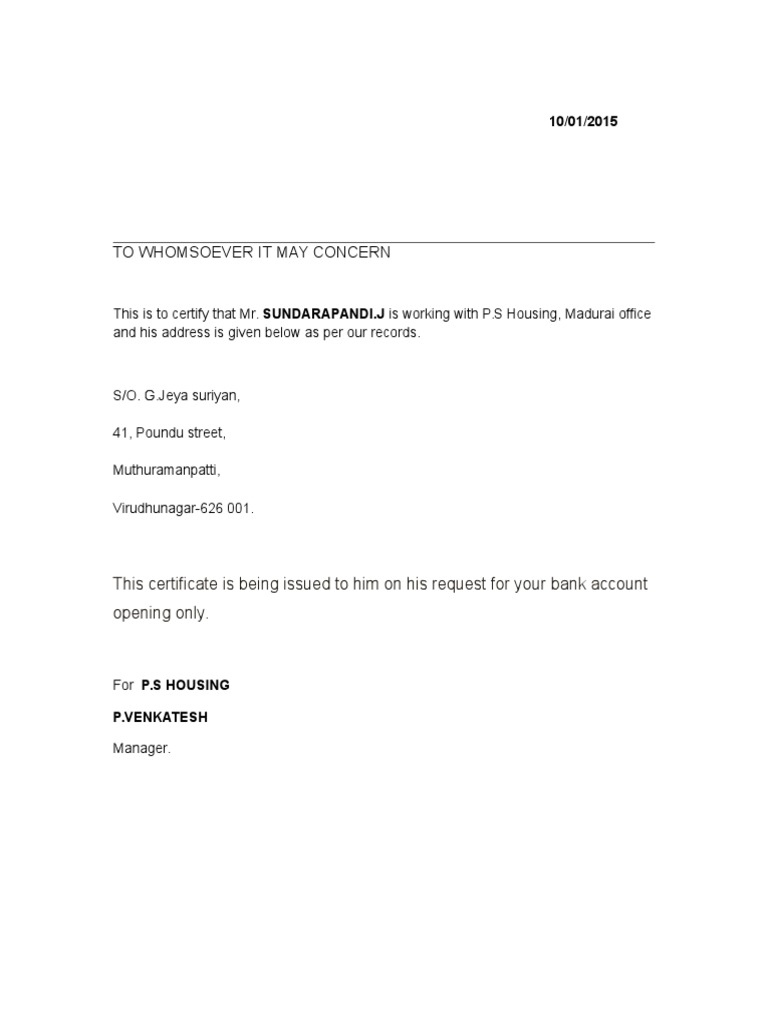 Address Proof Format | PDF