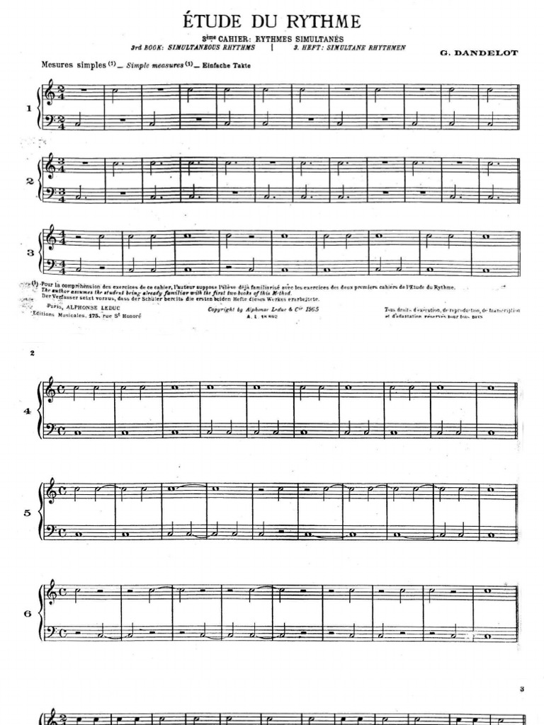 Georges Dandelot Estudios de Ritmo Libro III 1 | PDF