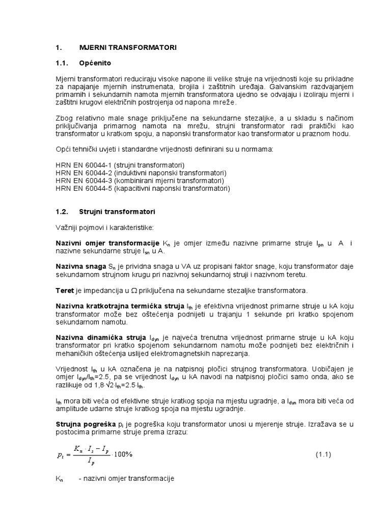 Mjerni Transformatori | PDF