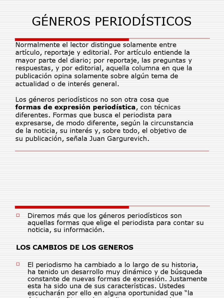 GENEROS PERIODISTICOS 1 | Periodismo | Editorial