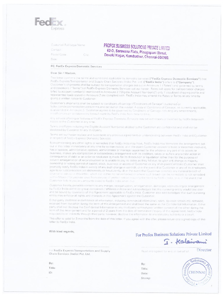 FEDEX Agreement | PDF