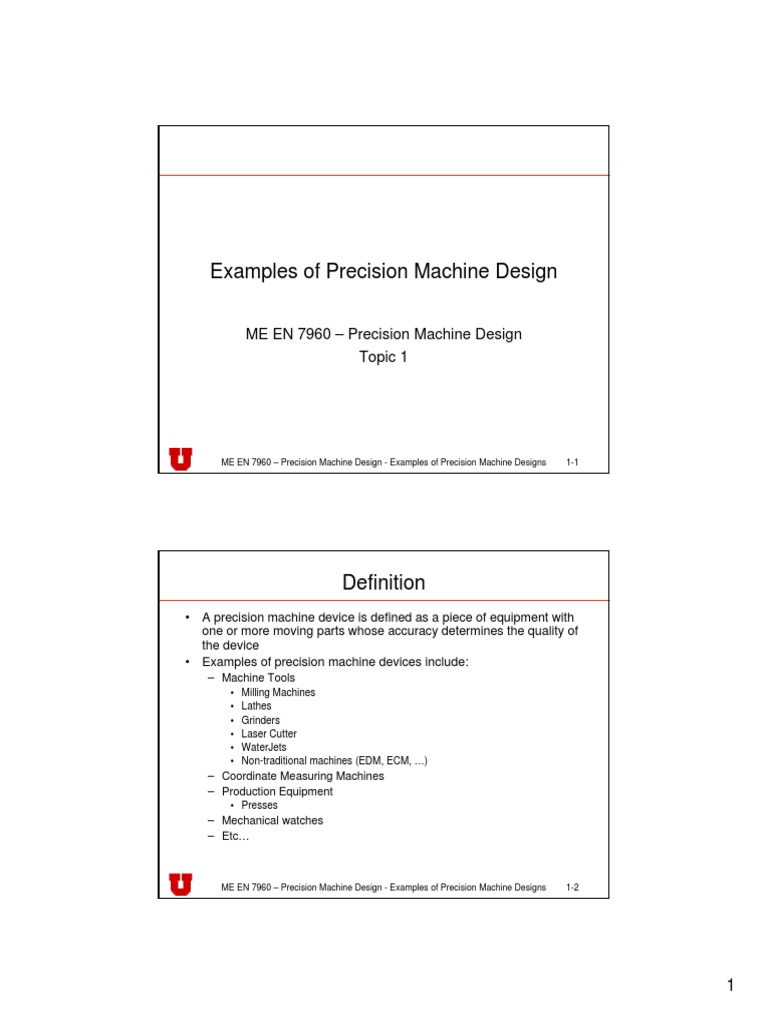 Examples of Precision Machine Design | PDF | Machining | Accuracy And ...