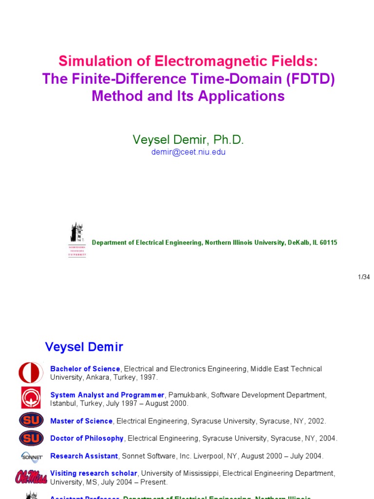 Finite Difference Time Domain Method And Its Applications Pdf