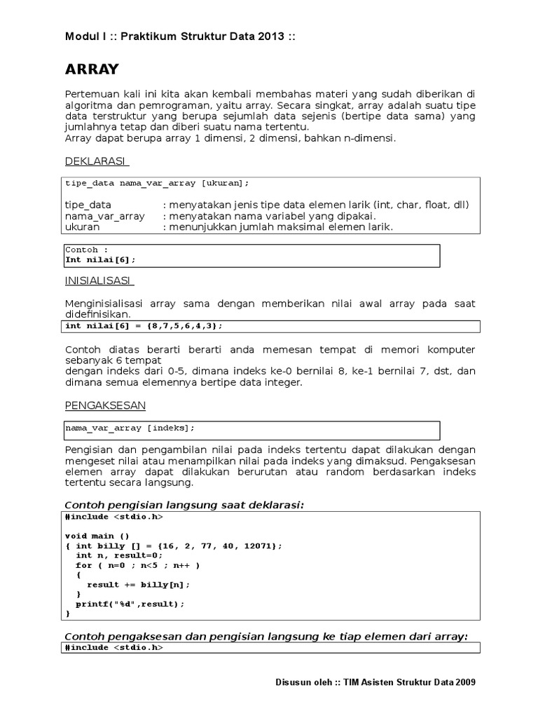 Modul 1 - Array Dan Struct | PDF