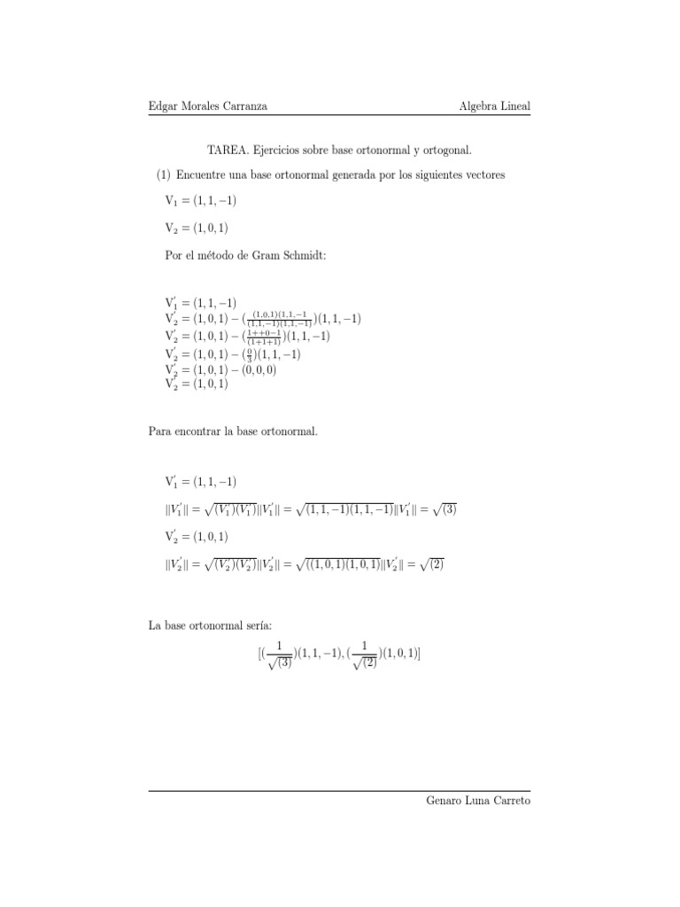 Bases Ortogonales y Ortonormales | PDF | Ortogonalidad | Teoría de grupo