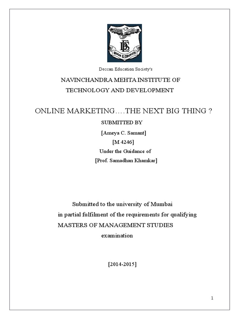 Final Year Project On Online Marketing | PDF | Online Advertising ...