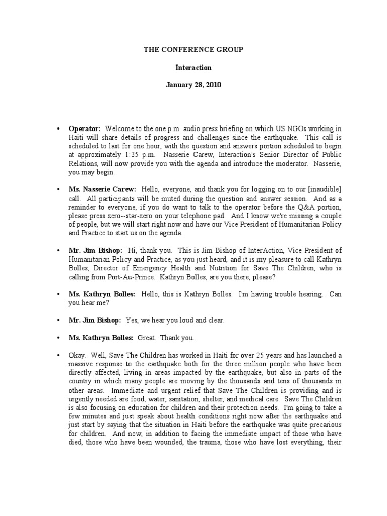 01 28 10 Haiti Transcript | PDF | American Red Cross | Non Governmental ...