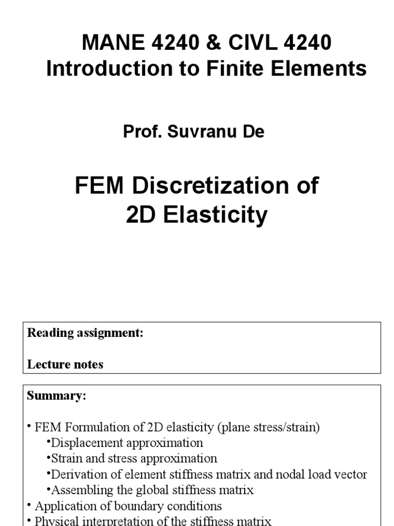 FEM2&3D | PDF | Elasticity (Physics) | Deformation (Mechanics)