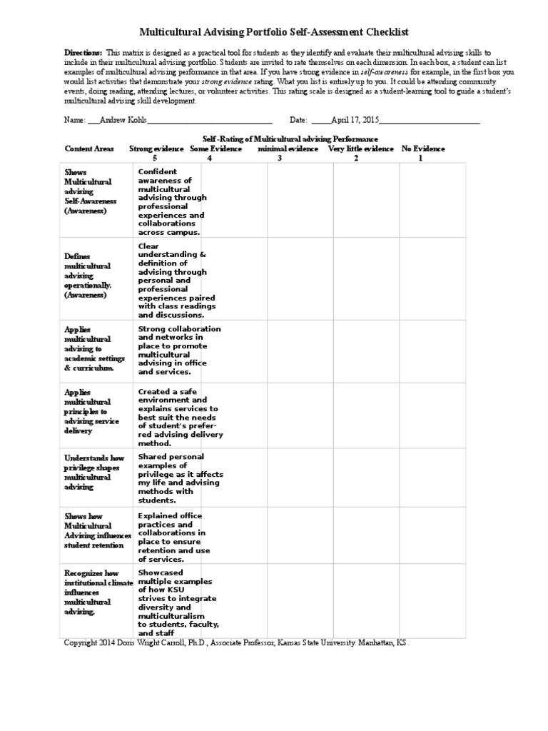 Portfolio Assessment Examples