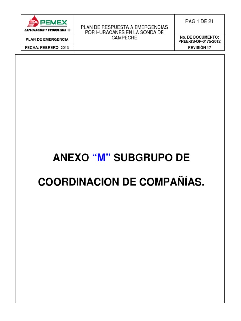 Anexo M: Coordinación de Emergencias | PDF | Ciclones tropicales | Clima