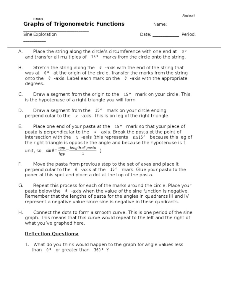 Trig Function Pasta Activity | PDF | Sine | Triangle