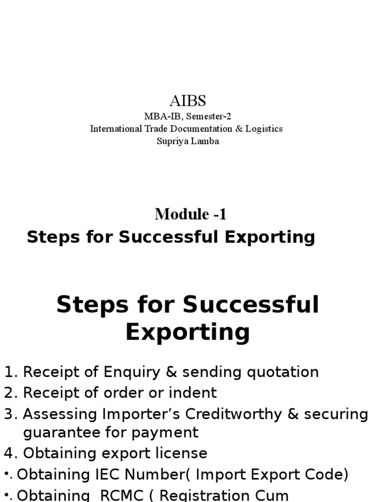 17 Steps for Successful Exporting | PDF | Business | Finance & Money ...