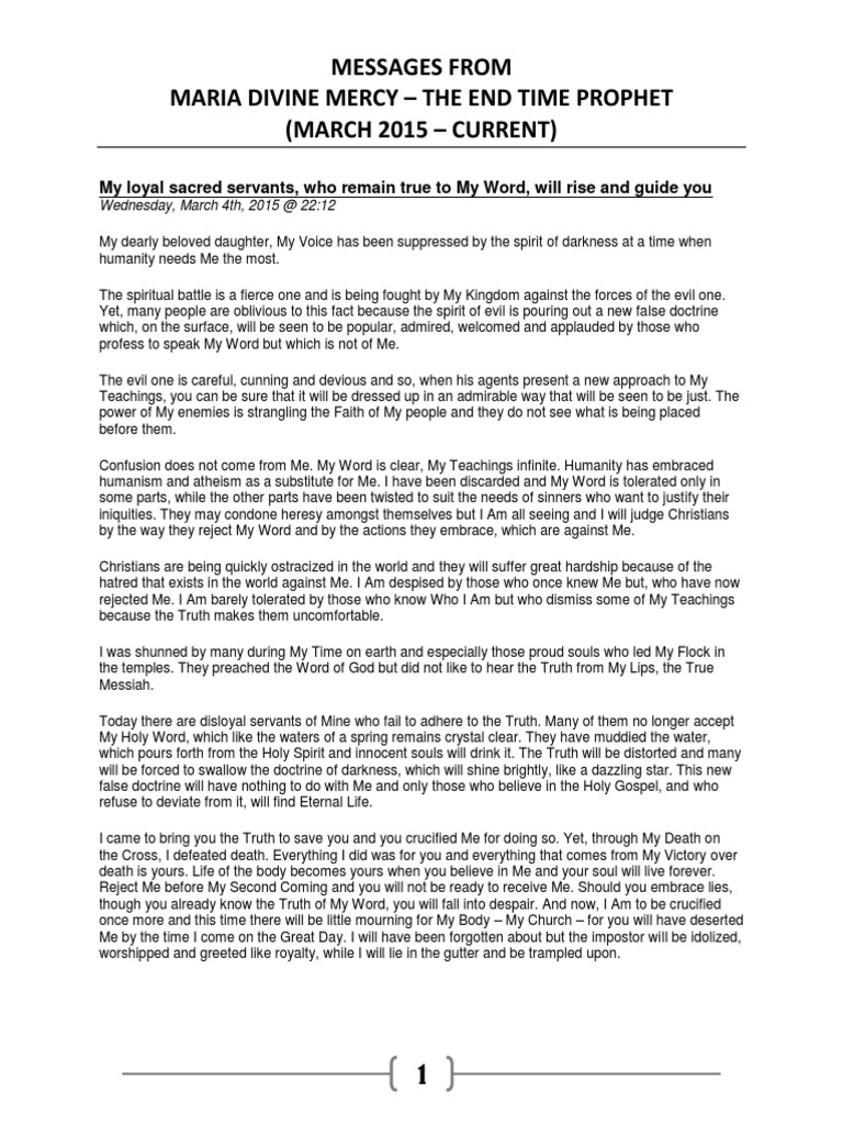 March 2015 - Current MDM Messages | PDF | Grace In Christianity | Mercy