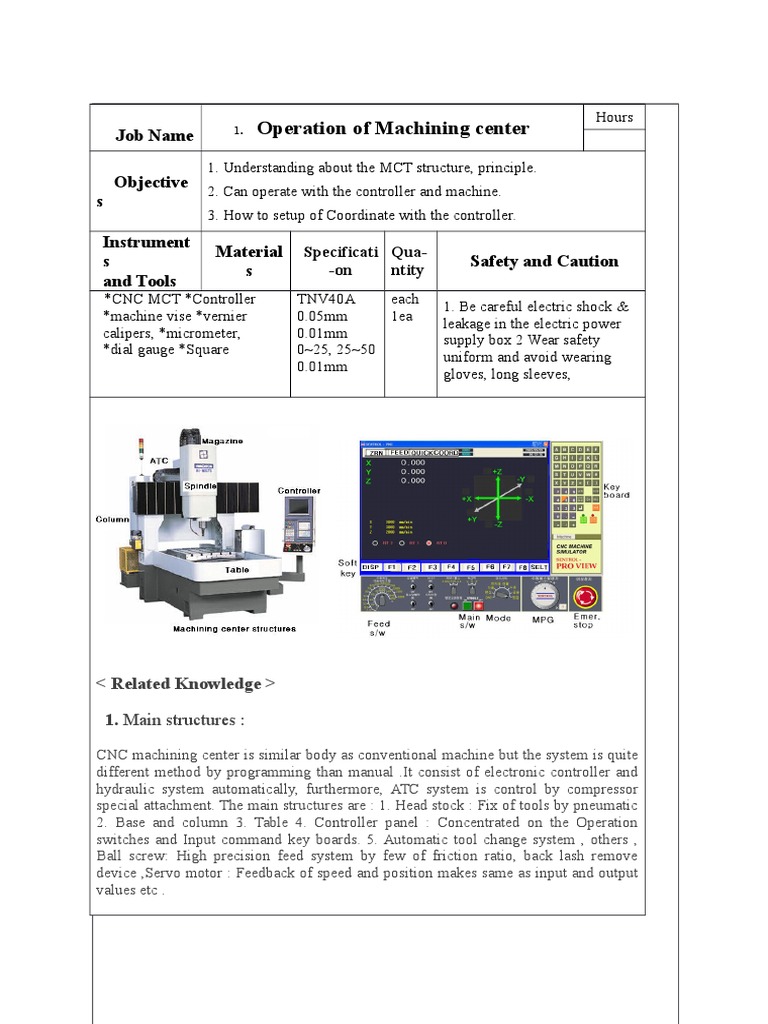 CNC MCT Job Sheet (Sentrol, Fanuc Basic1) 65p | PDF | Numerical Control ...