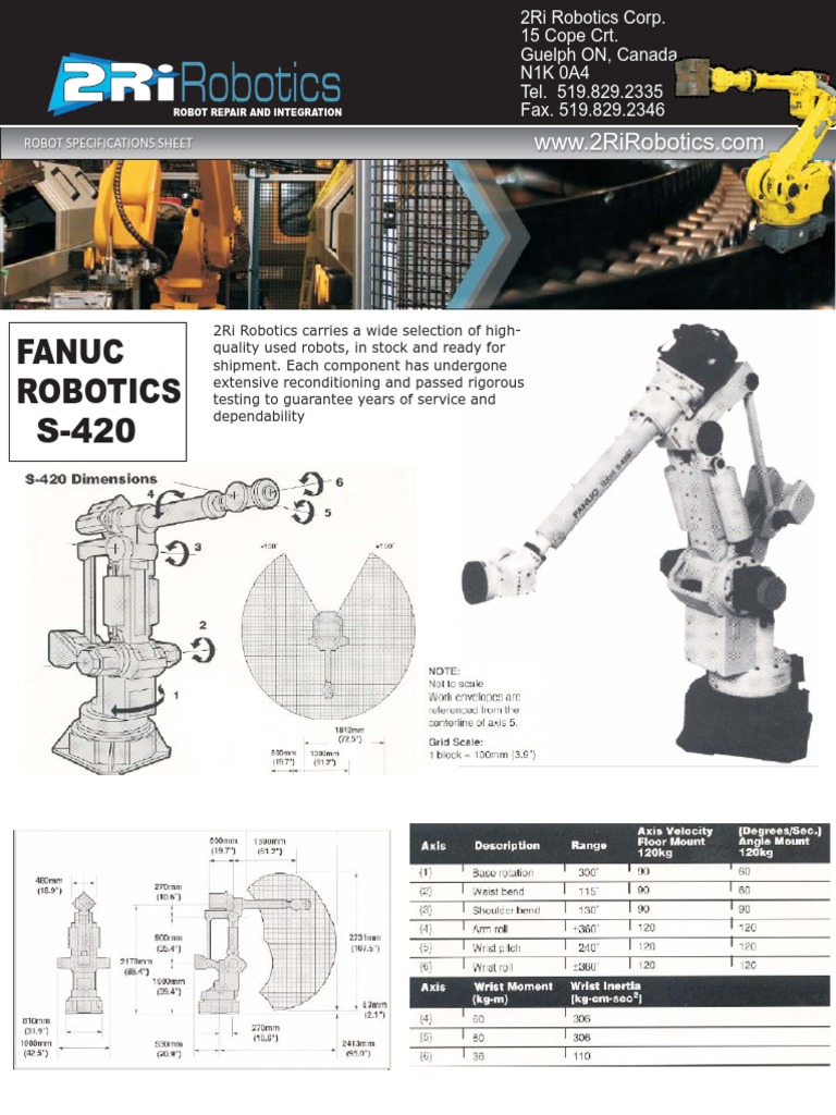 Fanuc S-420 Robot Specifications Sheet | PDF