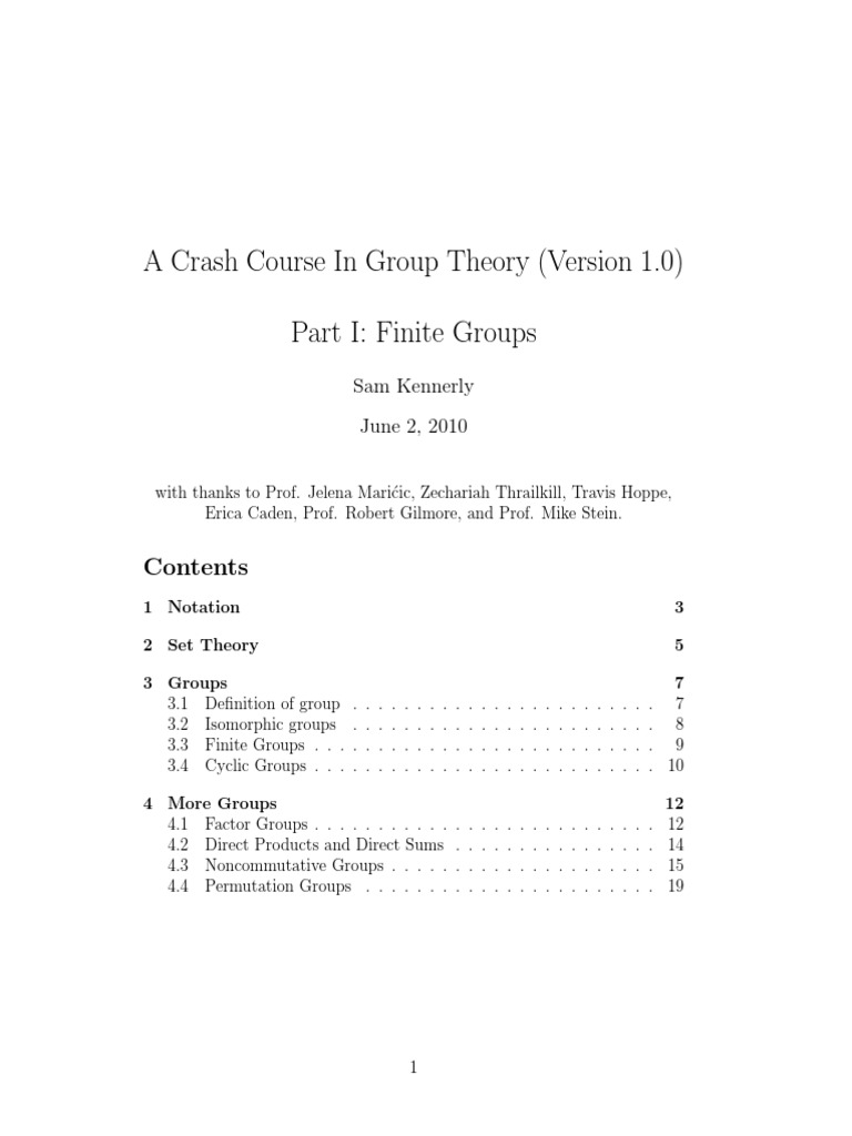 Crash Course Group Theory | PDF | Group (Mathematics) | Group Theory