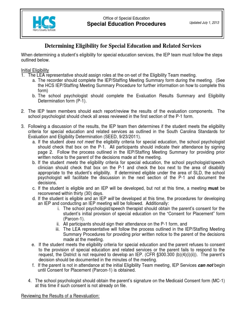 Special Education Eligibility Procedures | PDF | Individualized ...