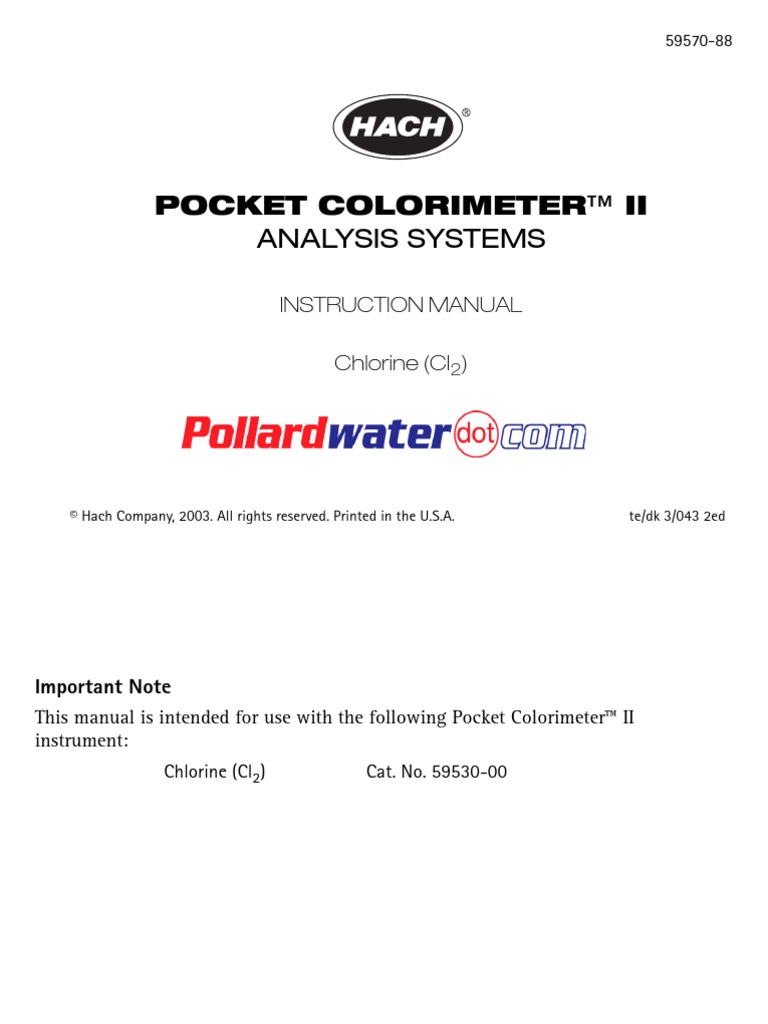 Hach 5870000 Colorimeter Manual DMB | PDF | Calibration | Ph