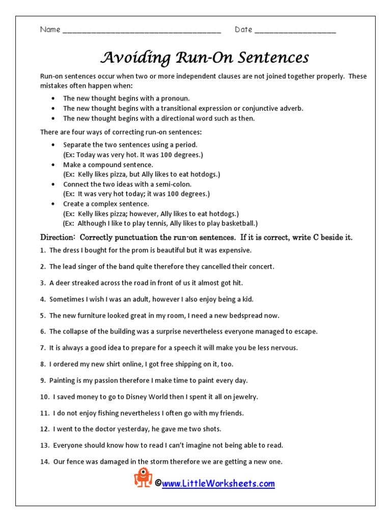 Run On | PDF | Sentence (Linguistics) | Semiotics