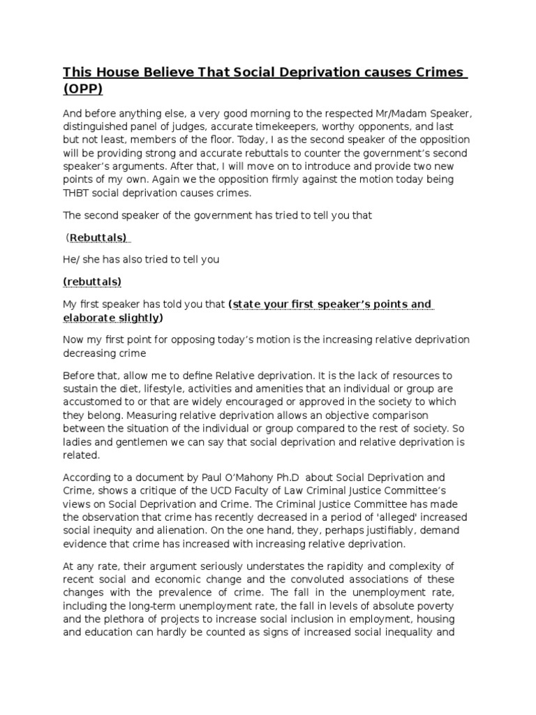 Social Deprivation Does Not Cause Crime | PDF | Poverty | Poverty ...