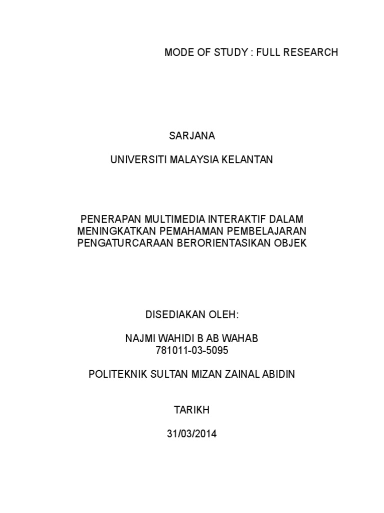 Contoh Proposal Master HLP (Bahasa) | PDF