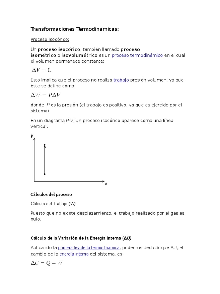 Transformaciones Termodinámicas | PDF | Termodinámica | Calor