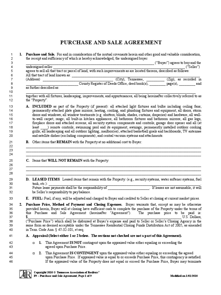 Purchase and Sale Agreement | PDF | Title Insurance | Financial Transaction