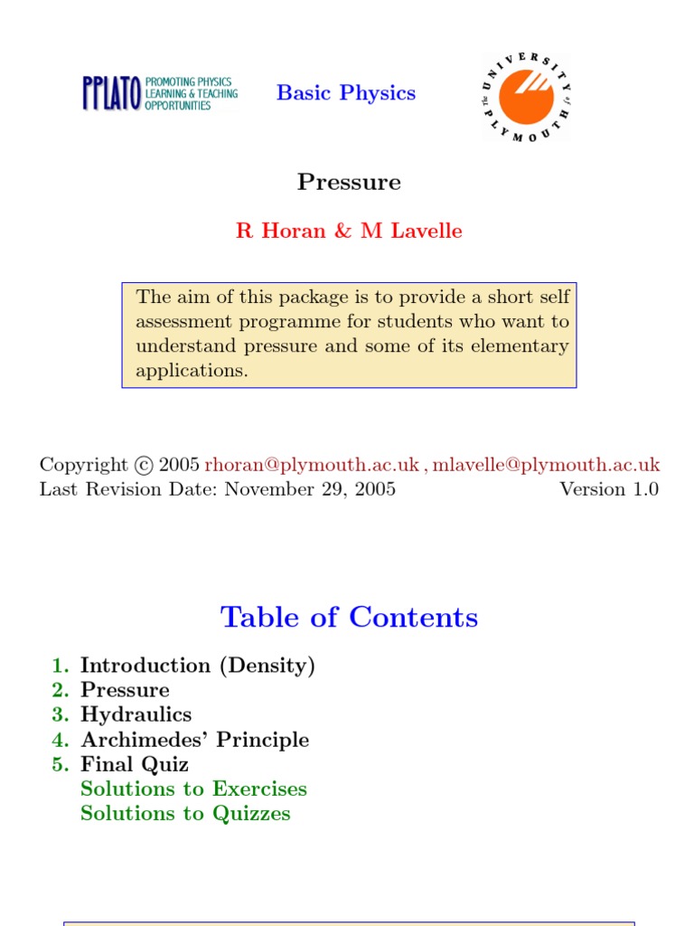 Pressure | PDF