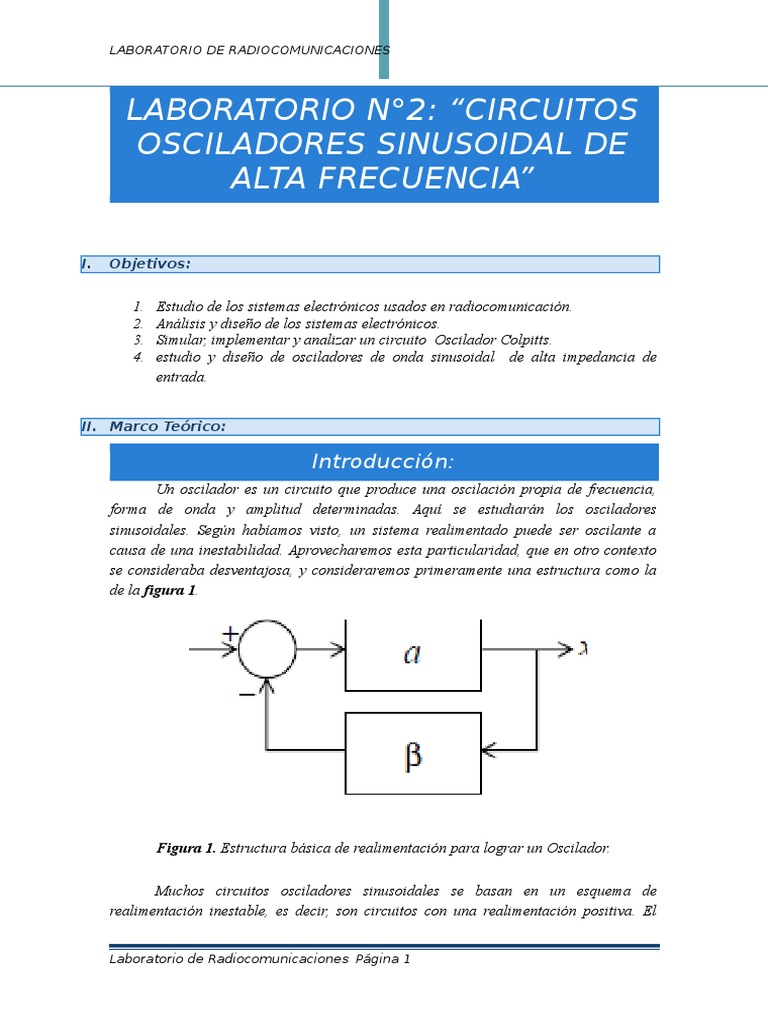 Previo 3 Circuitos Osciladores Sinusoidal de Alta Frecuencia | PDF ...
