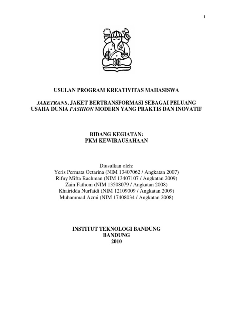 Contoh Proposal PKM Kewirausahaan Yeris Permata | PDF