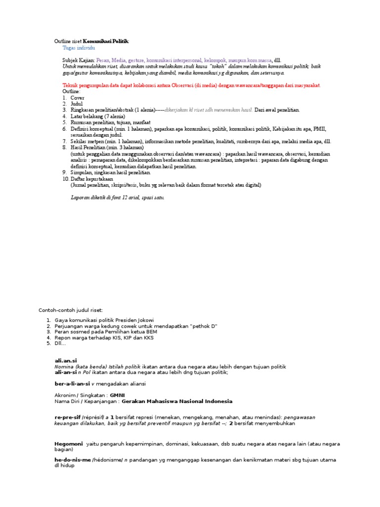 Outline Riset Komunikasi Politik | PDF