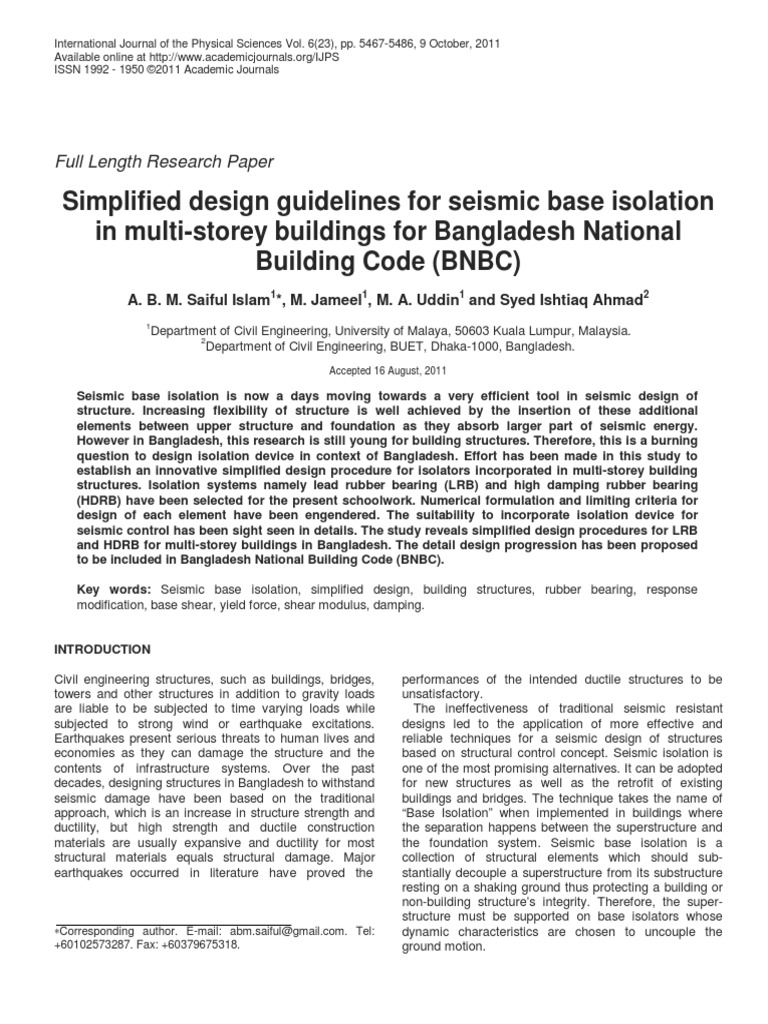 Simplified Design Guidelines For Seismic Base Isolation in Multi-Storey ...