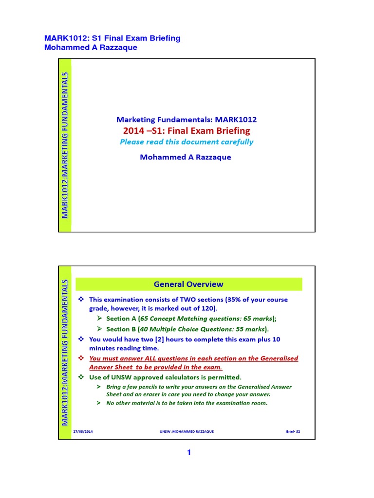Final Exam Briefing | PDF | Test (Assessment) | Marketing