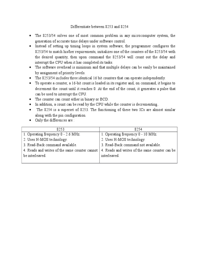 Differences Between 8253 and 8254 | PDF