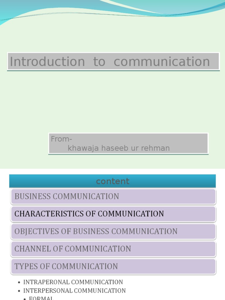 Introduction To Communication | PDF